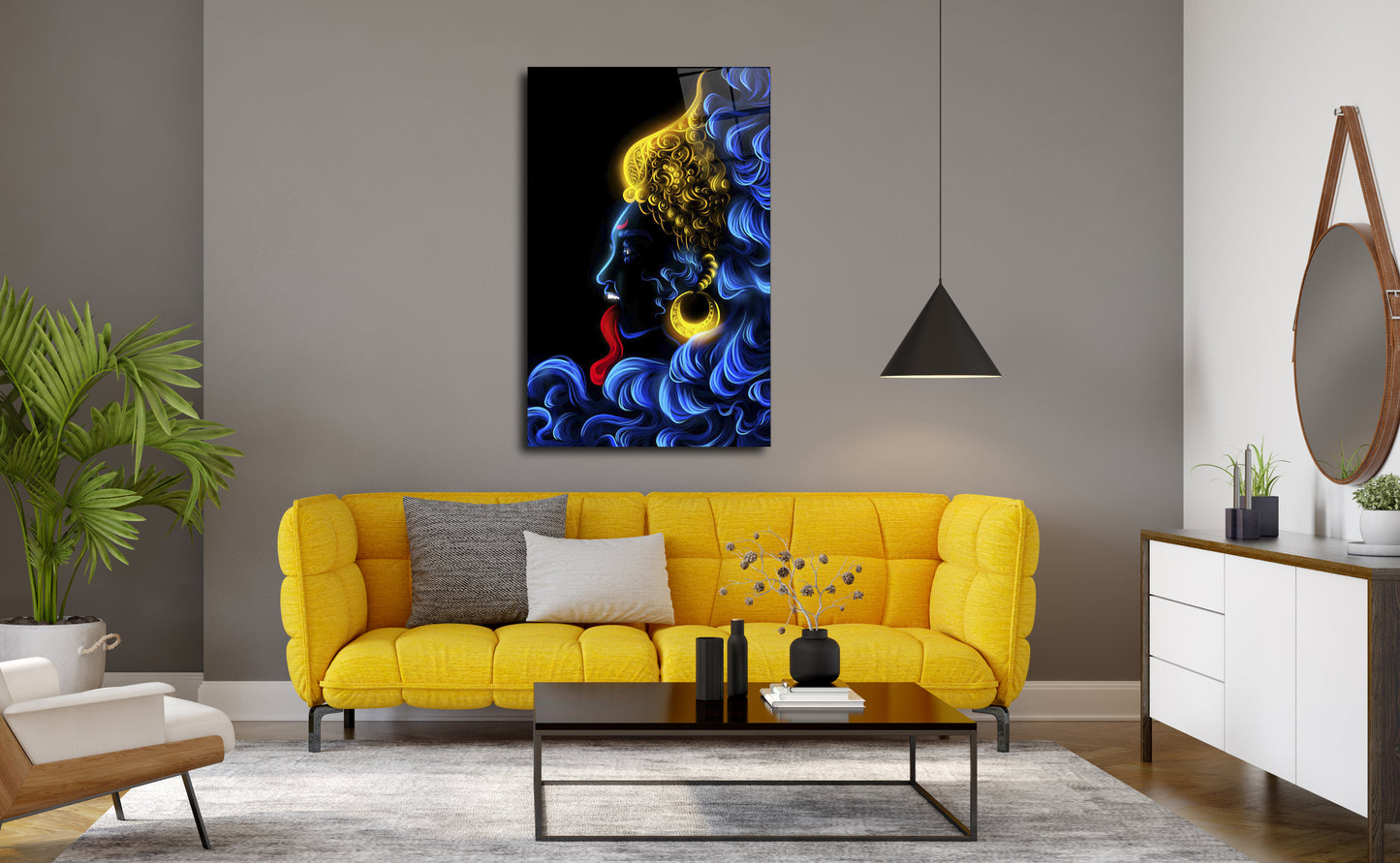 Divine Grace: Durga Devi Glass Wall Art for Spiritual Empowerment ...