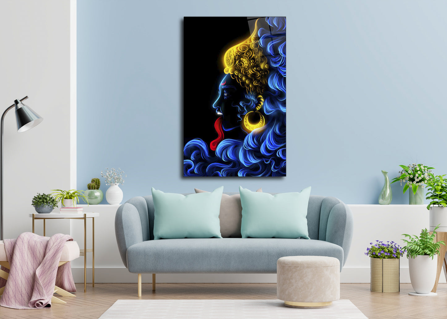 Divine Grace: Durga Devi Glass Wall Art for Spiritual Empowerment ...