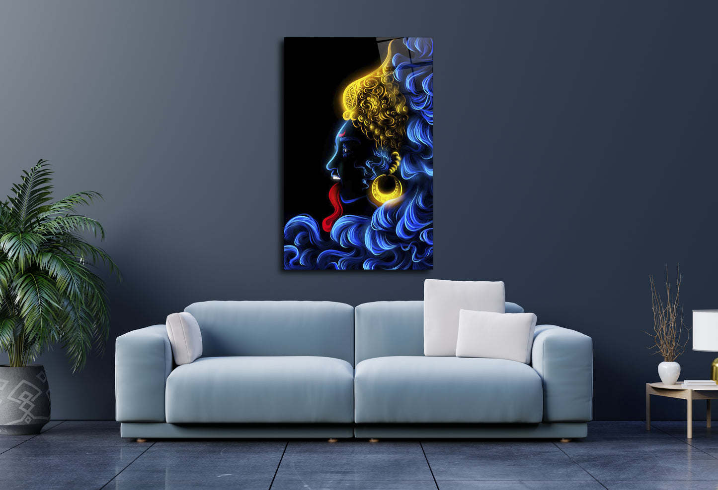 Divine Grace: Durga Devi Glass Wall Art for Spiritual Empowerment ...