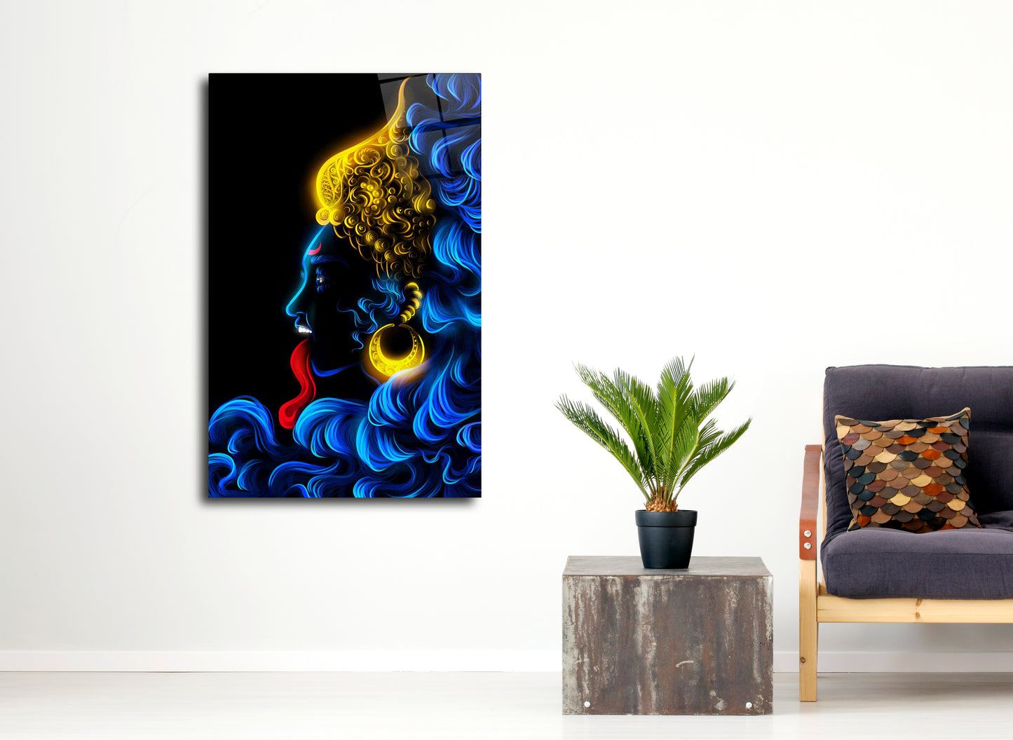 Divine Grace: Durga Devi Glass Wall Art for Spiritual Empowerment ...
